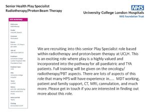 Senior Health Play Specialist – Radiotherapy and Proton Beam Therapy ...